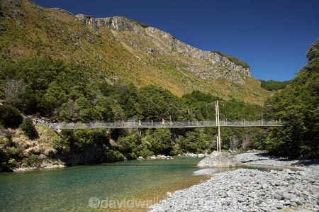 Family on Foot Bridge crossing Greenstone River, Greenstone Track ...